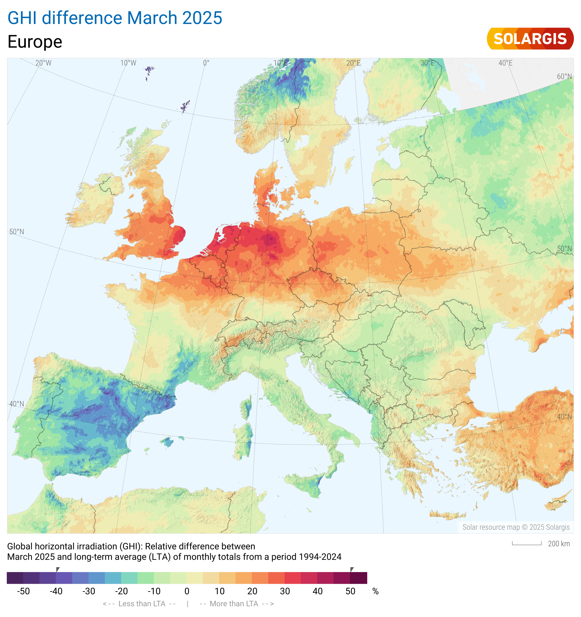 Spring 2025 solar irradiation surges across Europe - Solargis analysis ...